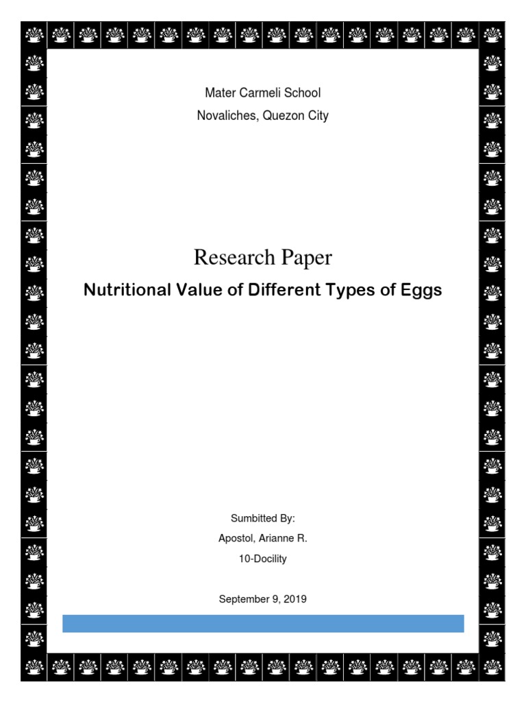 Research Paper: Nutritional Value of Different Types of Eggs | PDF