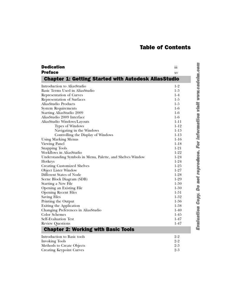 Chapter 1: Getting Started With Autodesk Aliasstudio: Dedication Preface | PDF | Geometry | Space