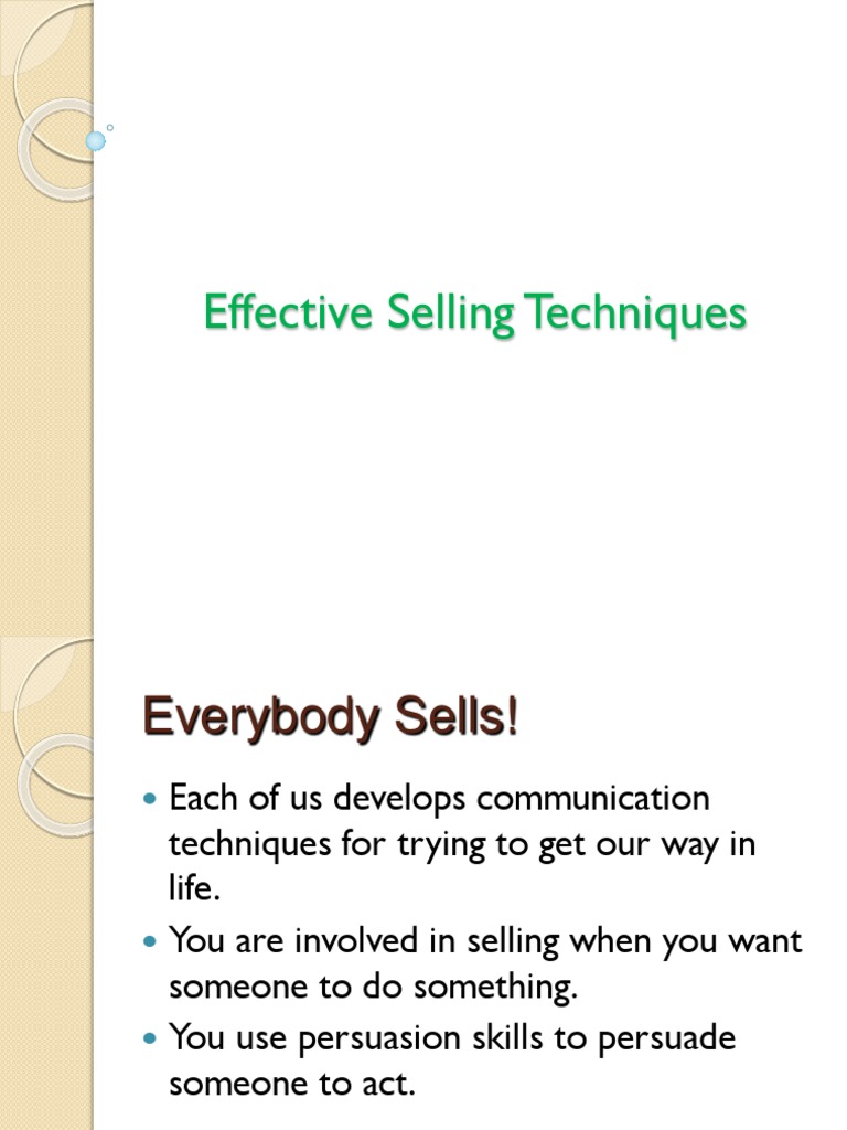 Effective Selling Techniques Overview | PDF | Sales | Retail