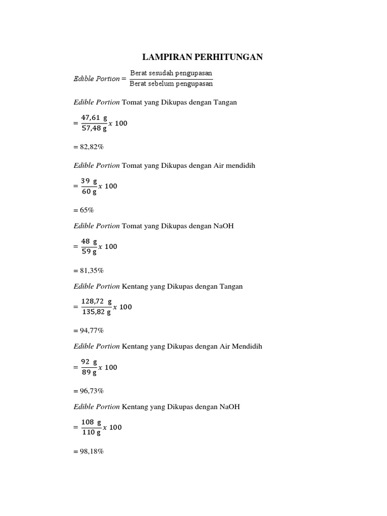 Perhitungan Edible Portion | PDF