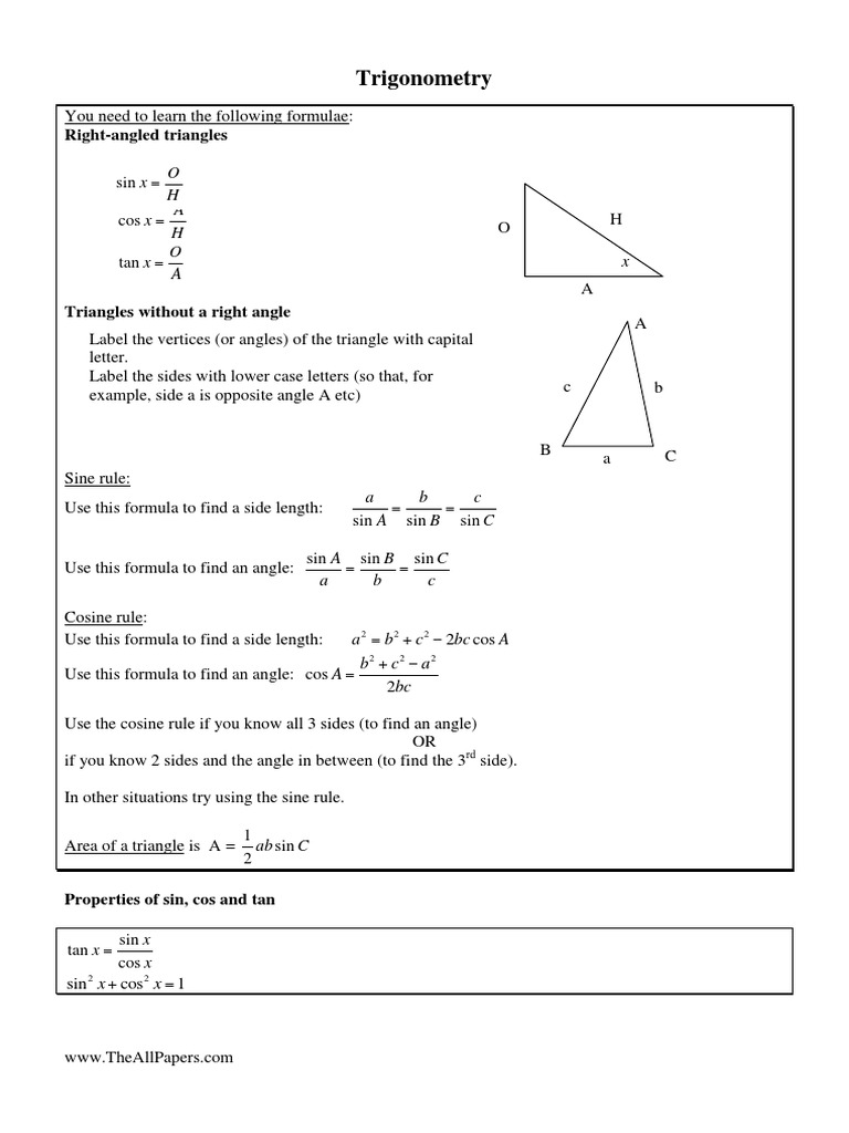 Trigonometry Revision | Download Free PDF | Trigonometric Functions | Sine