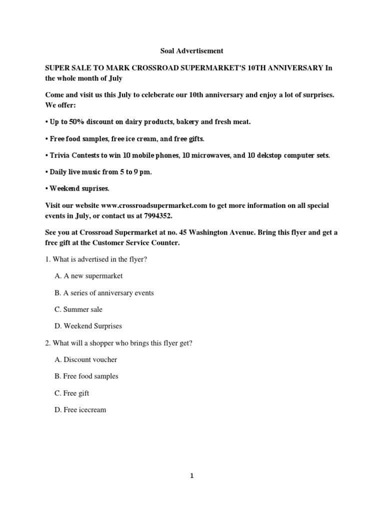 Soal Advertisement Kelas 3 | PDF | Business
