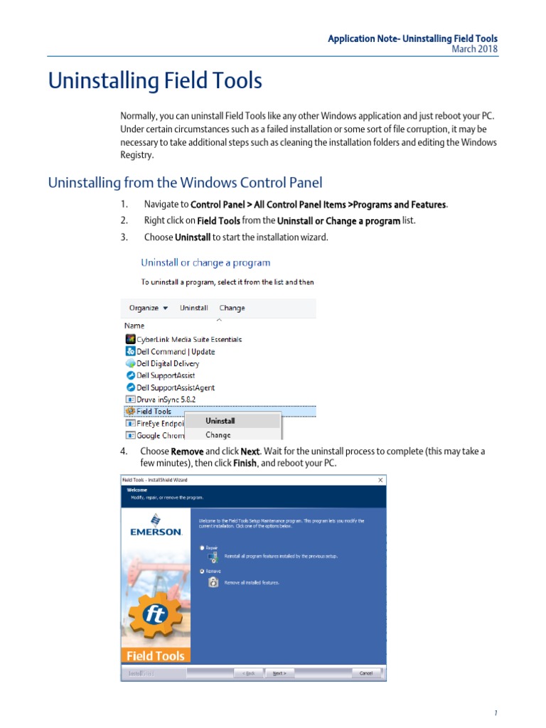 Uninstall Procedures For Field Tools | PDF | Windows Registry | Microsoft Windows