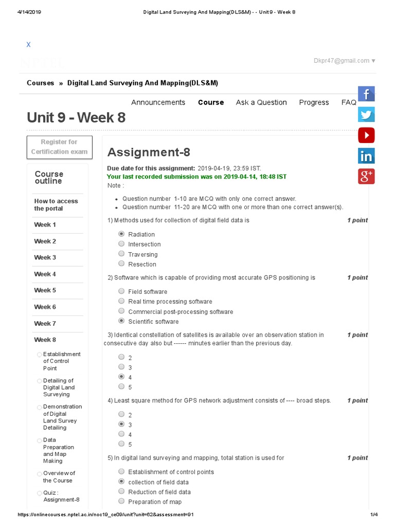 Assessment 8 | PDF | Geodesy | Surveying