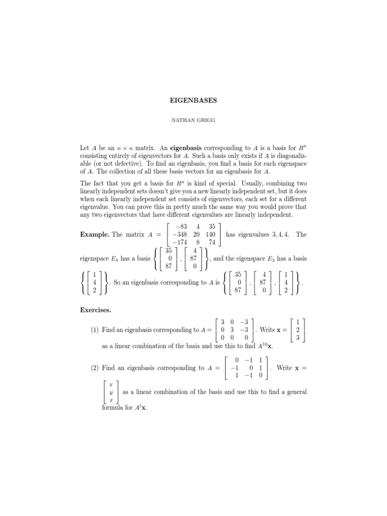 Eigenbasis | PDF | Eigenvalues And Eigenvectors | Basis (Linear Algebra)