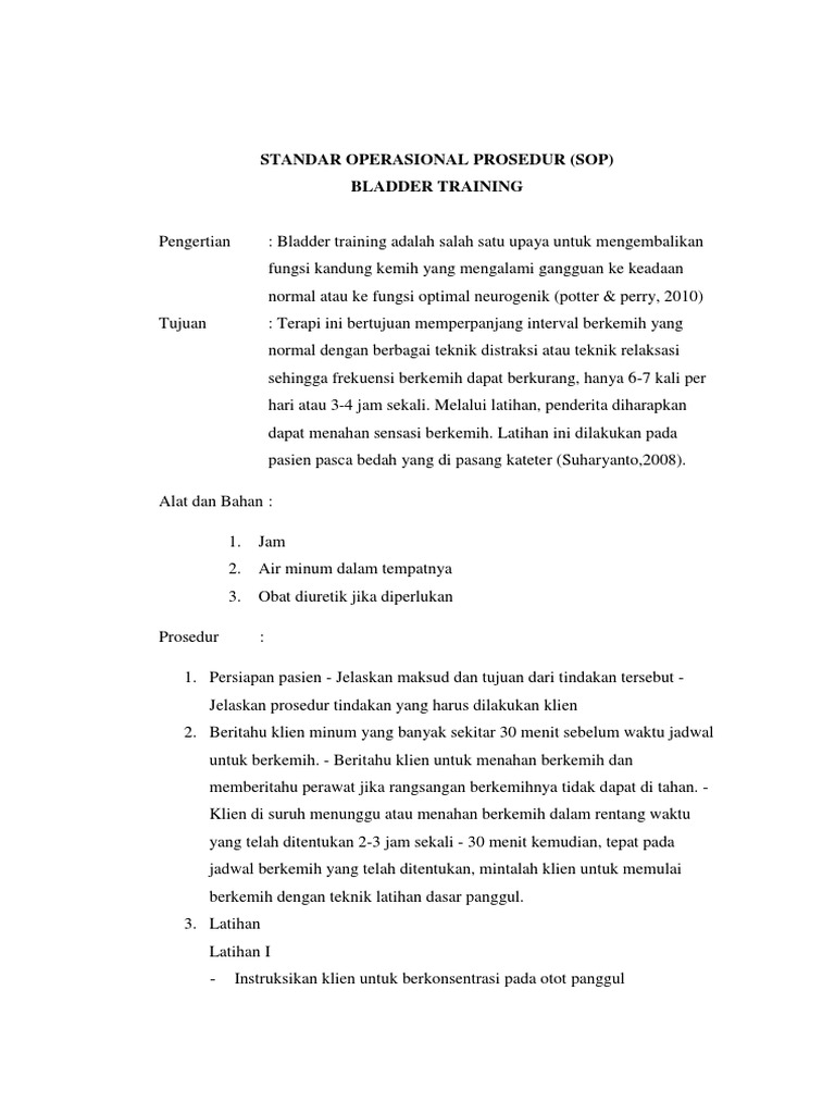 Panduan SOP Bladder Training Efektif | PDF | Kesehatan Holistik