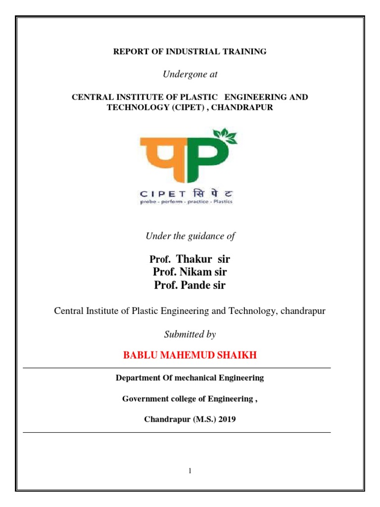 Cipet Training Report | PDF | Numerical Control | Drill