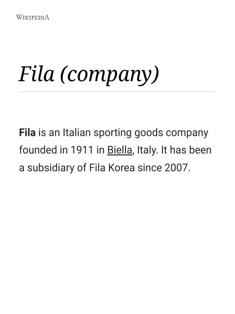Fila (Company) - Wikipedia | Companies | Brand