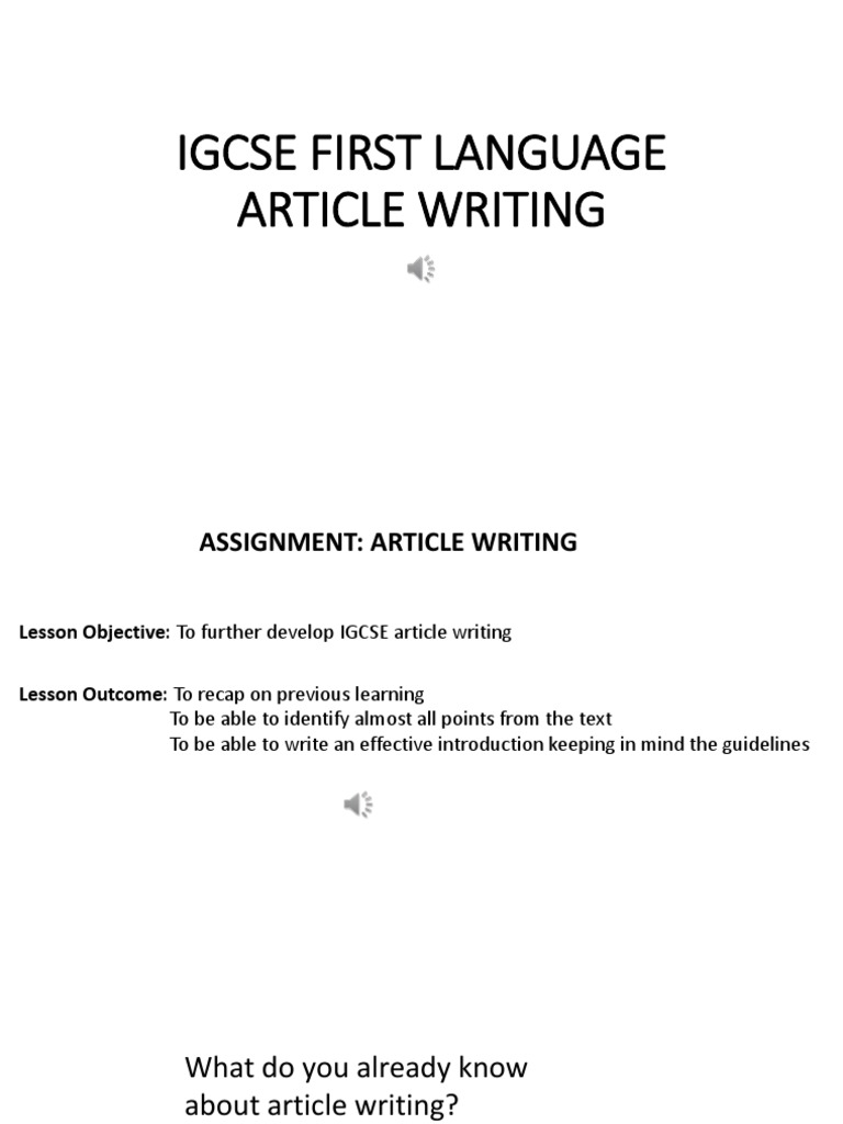 Igcse First Language Article | PDF