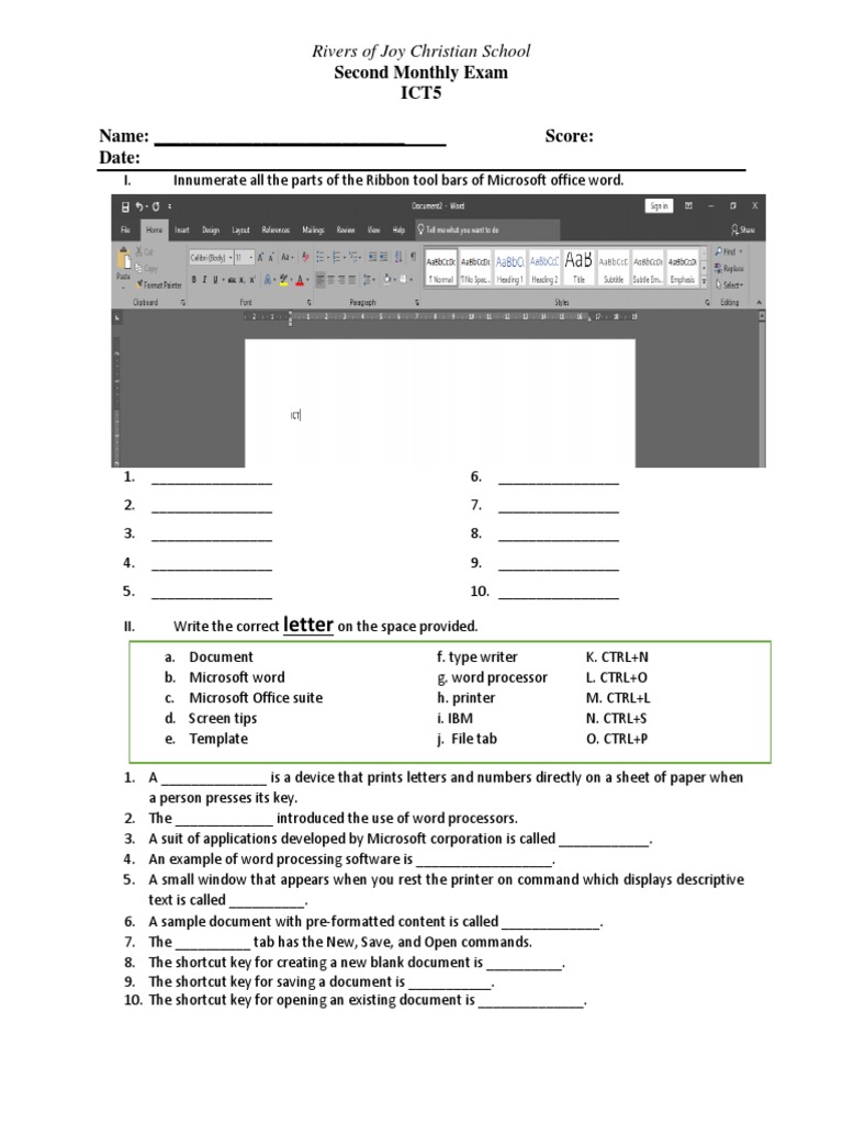 ICT G5 2M Exam | PDF | Word Processor | Microsoft Word