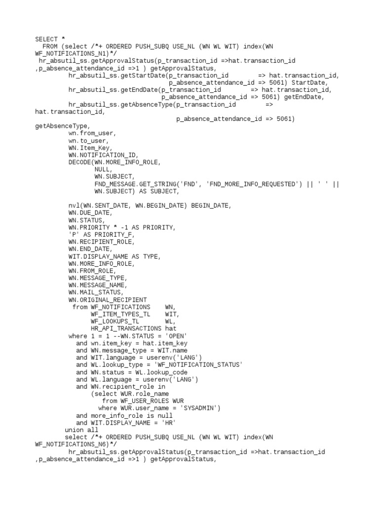 Oracle Workflow Pending Approval Query | PDF
