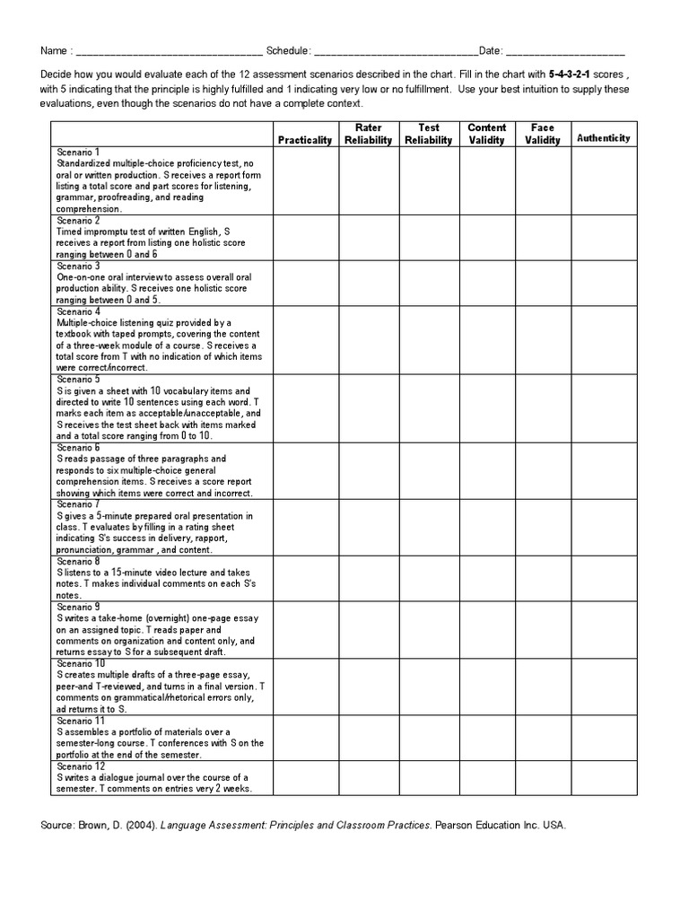 Language Assessment Principles Activity | PDF | Multiple Choice ...