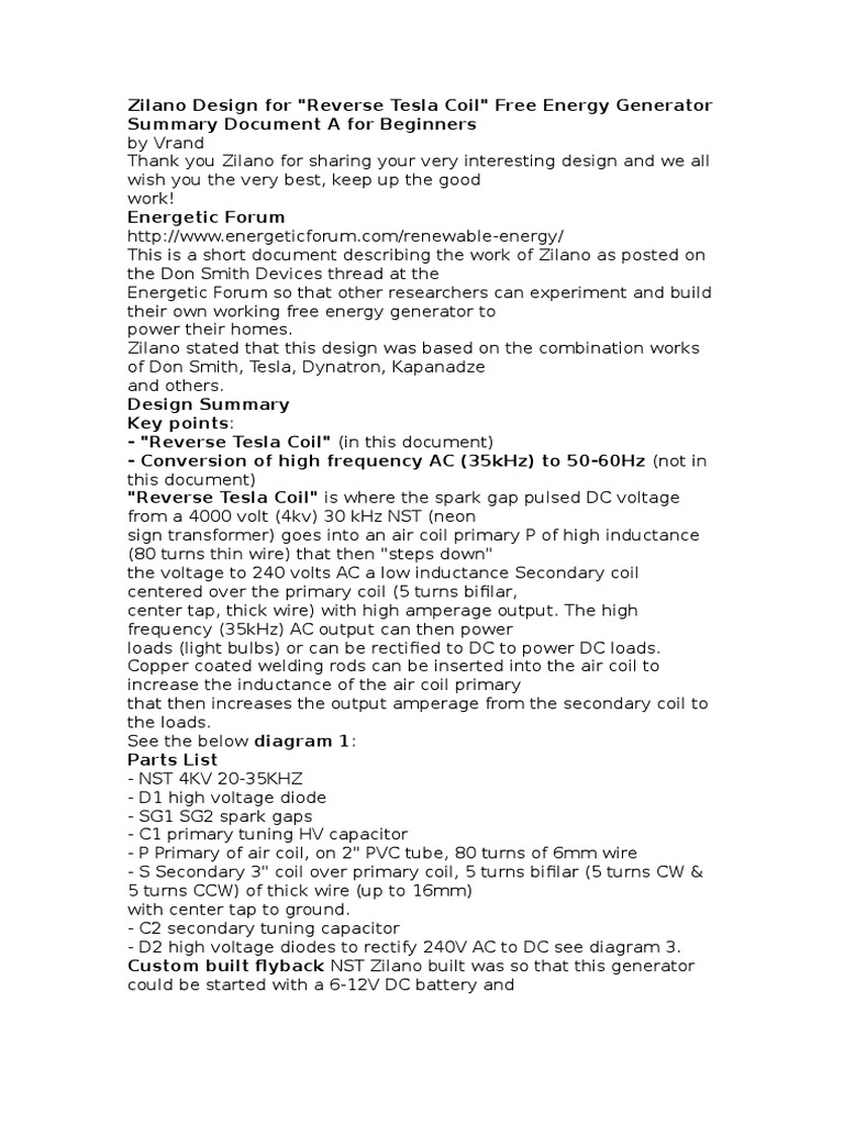 Reverse Tesla Coil | PDF | Inductor | Low Pass Filter