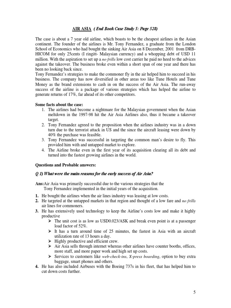 198 37 Solutions Case Studies Case Study 5 Airasia | PDF | Airlines ...