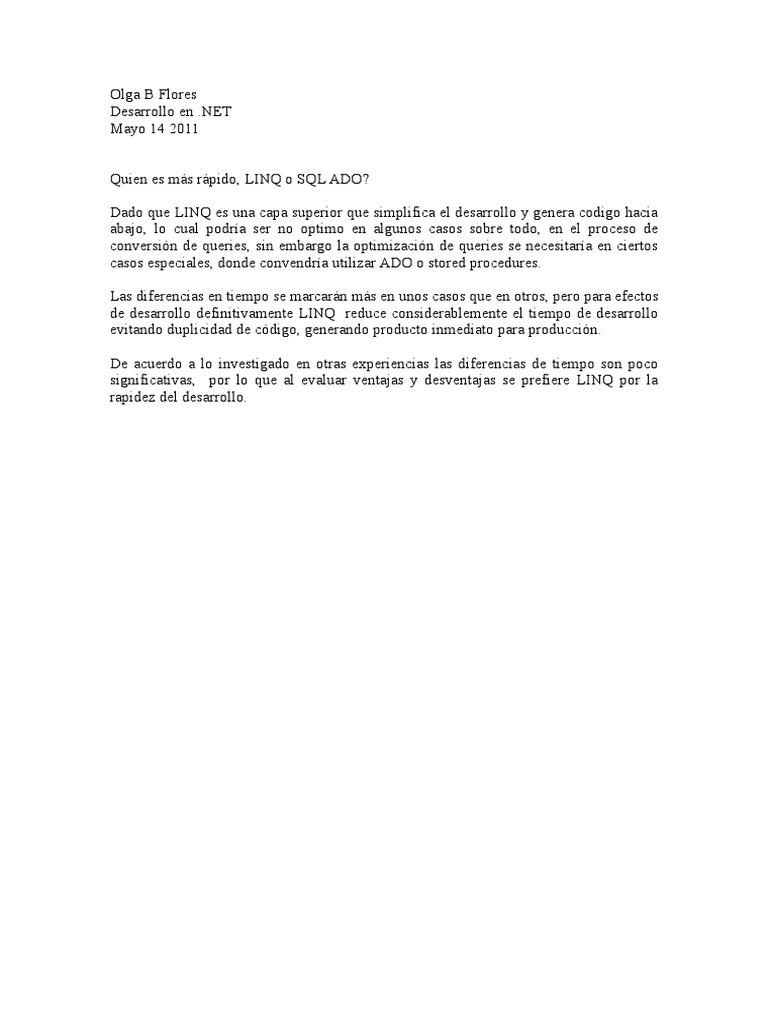 LINQ VRS Ado | PDF | Informática