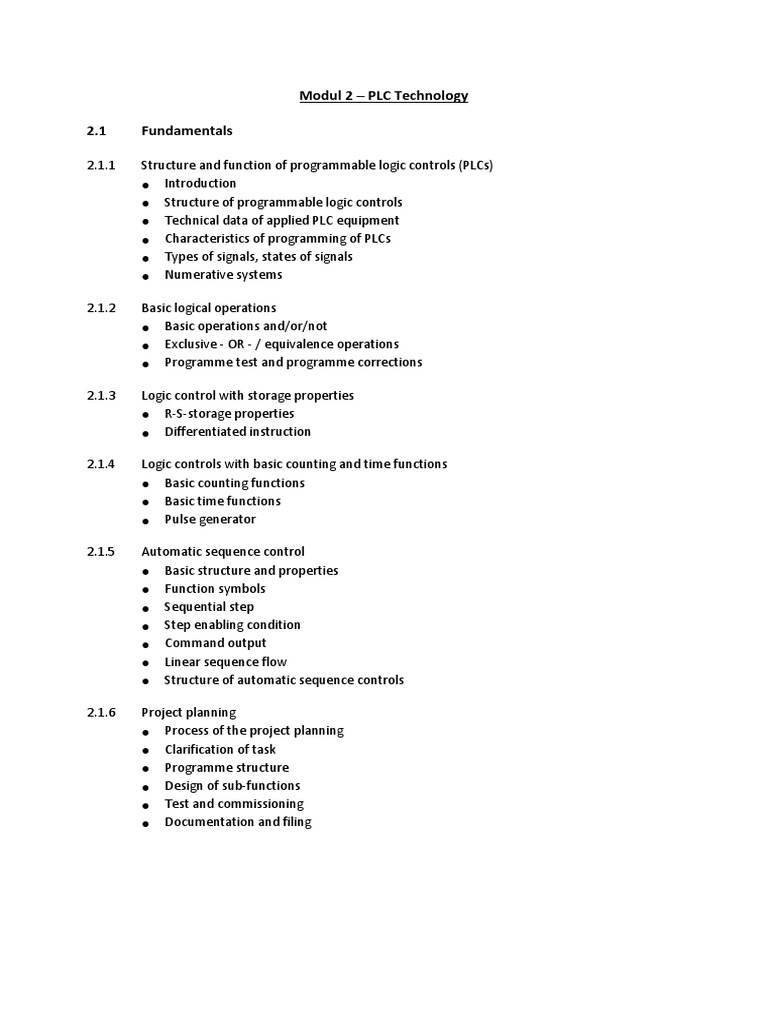 Modul 2 - PLC Technology 2.1 Fundamentals | PDF | Programmable Logic Controller | Systems Theory