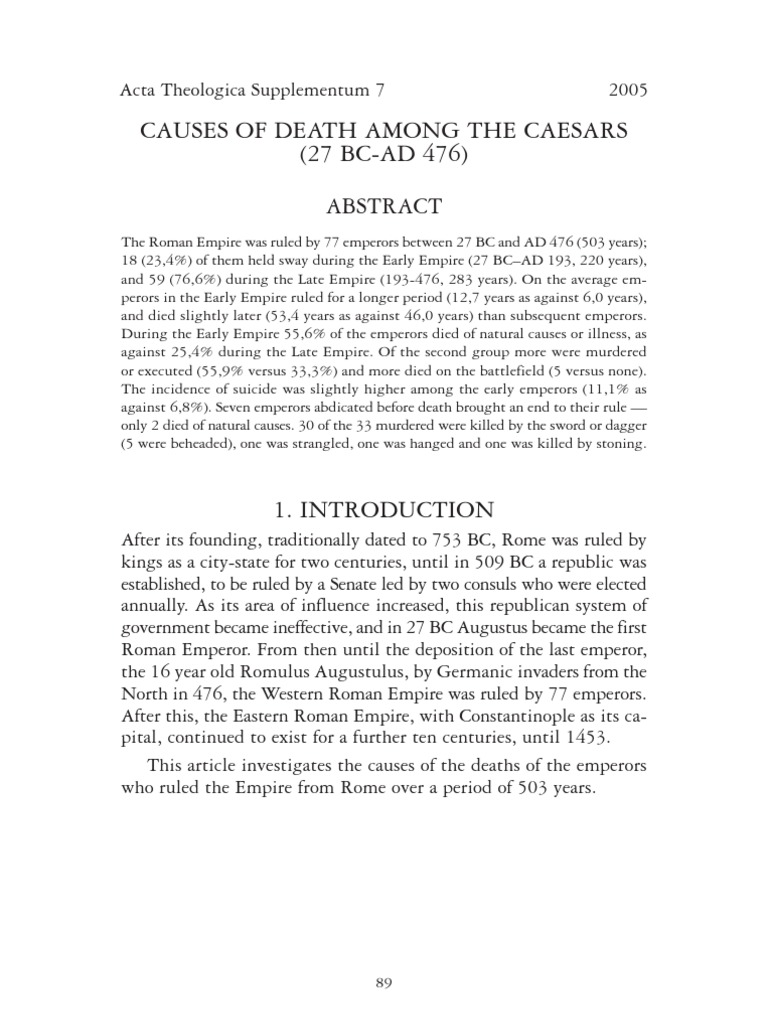 Causes of Death Among Roman Emperors | PDF | Nero | Roman Empire
