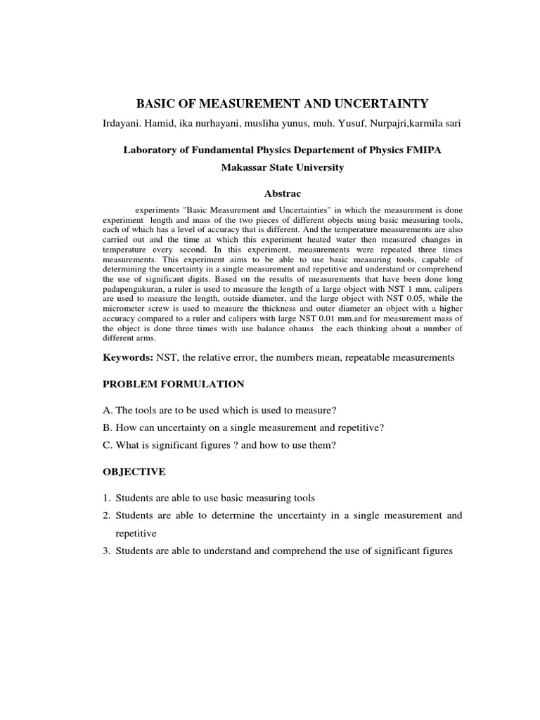 Report of Practicum | Download Free PDF | Accuracy And Precision ...