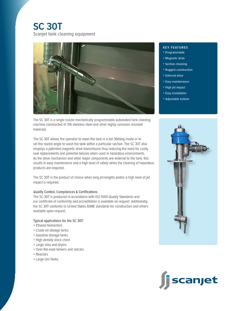 Scanjet Tank Cleaning Equipment: Key Features | PDF | Tanks ...