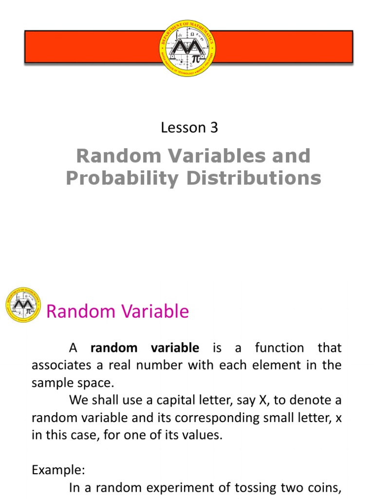 MATH 03 Lesson 3 Random Variables and Probability Distributions PDF ...