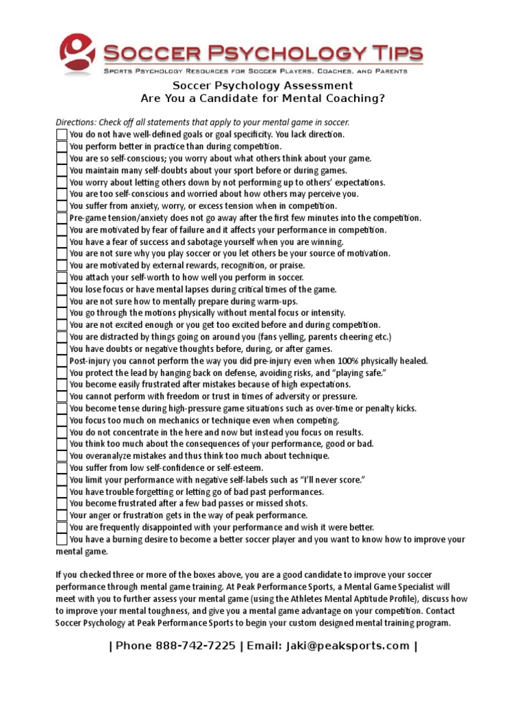 Soccer Psychology Assessment | PDF | Motivation | Motivational