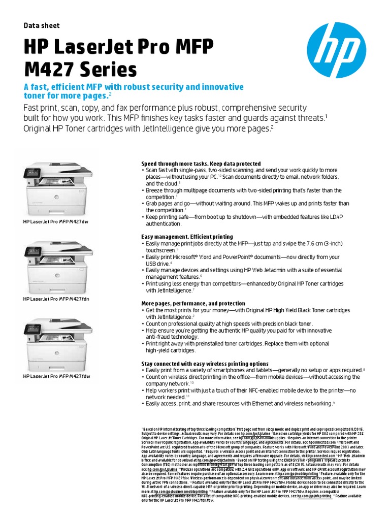 HP Laserjet Pro MFP m427 FDN | PDF | Printer (Computing) | Wi Fi