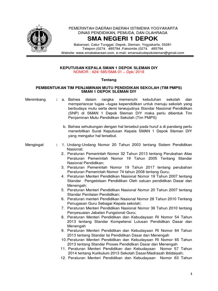SK Tim Pmps Sman 1 Depok - Juli 2019 | PDF