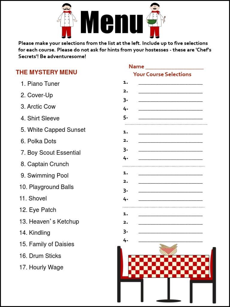 Mixed Up Menu Template | PDF | Home & Garden | Wellness