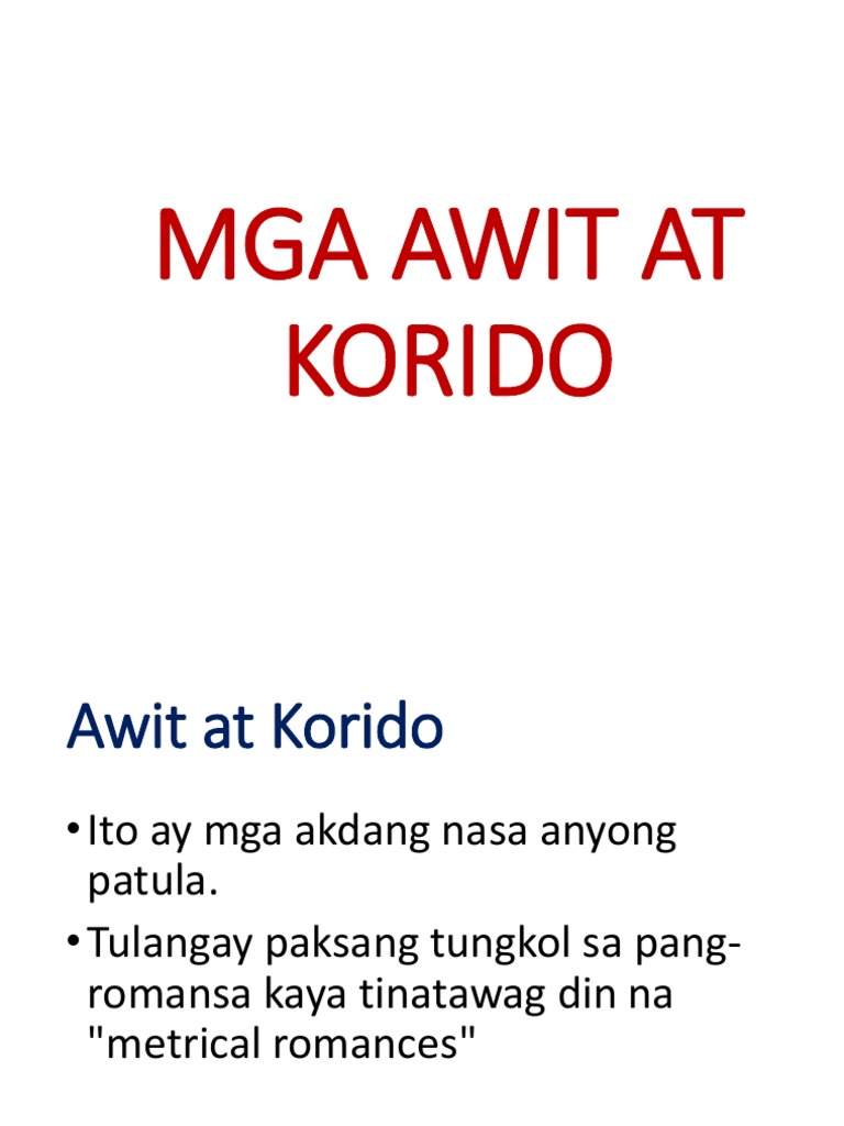 Mga Awit at Korido | PDF