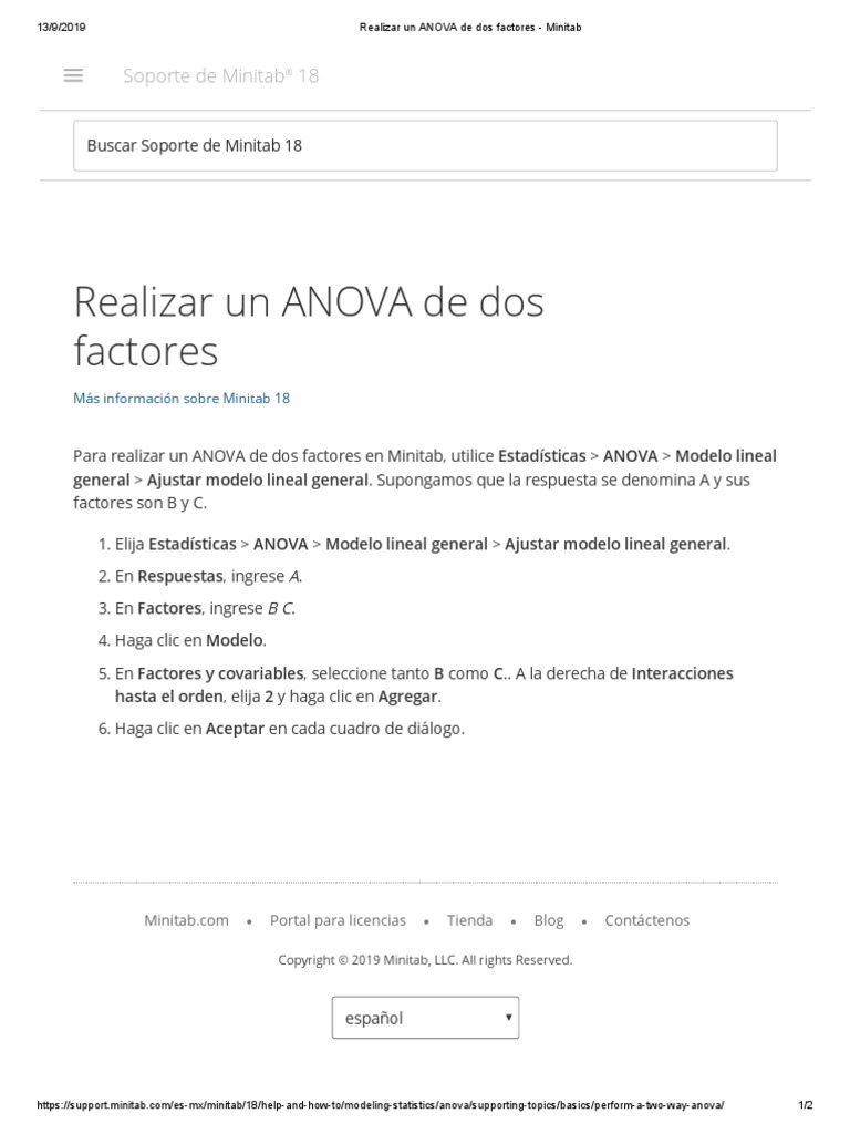 Realizar Un ANOVA de Dos Factores - Minitab | PDF | Business | Enseñanza de matemática