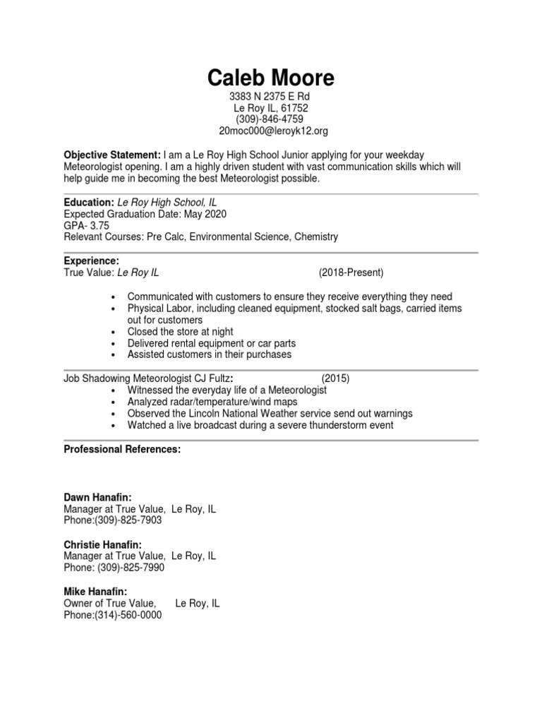 Caleb Moore Resume | PDF