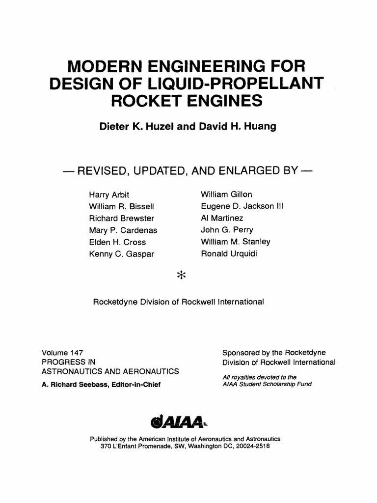 Modern Design of Liquid Propellant Rocket Engines (1992) | PDF | Rocket ...