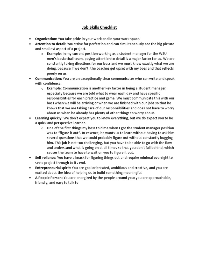 Job Checklist | PDF | Information | Learning