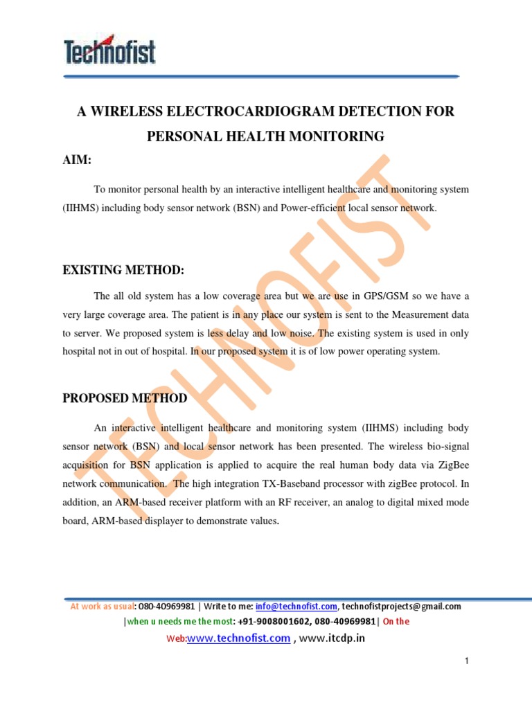 A Wireless Electrocardiogram Detection For Personal Health Monitoring Pdf