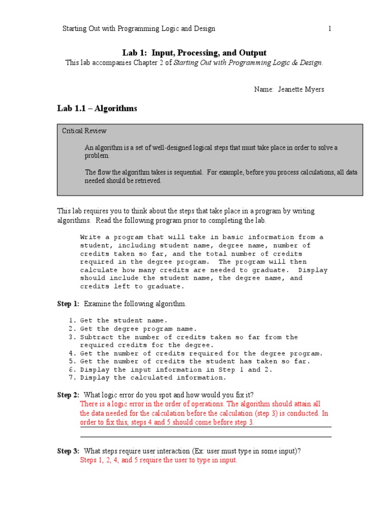 Lab 1 Input, Processing and Output (Programming Logic and Design) | PDF | Reserved Word ...