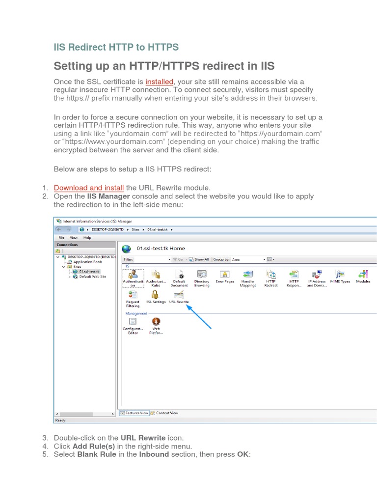 Redirigir HTTP A Https en IIS de Microsoft | PDF | Hypertext Transfer Protocol | Internet ...