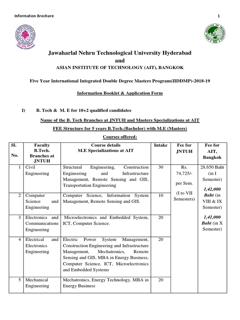 AIT (Bangkok) Information Brochure & Application Format - AIT-2018-19 ...