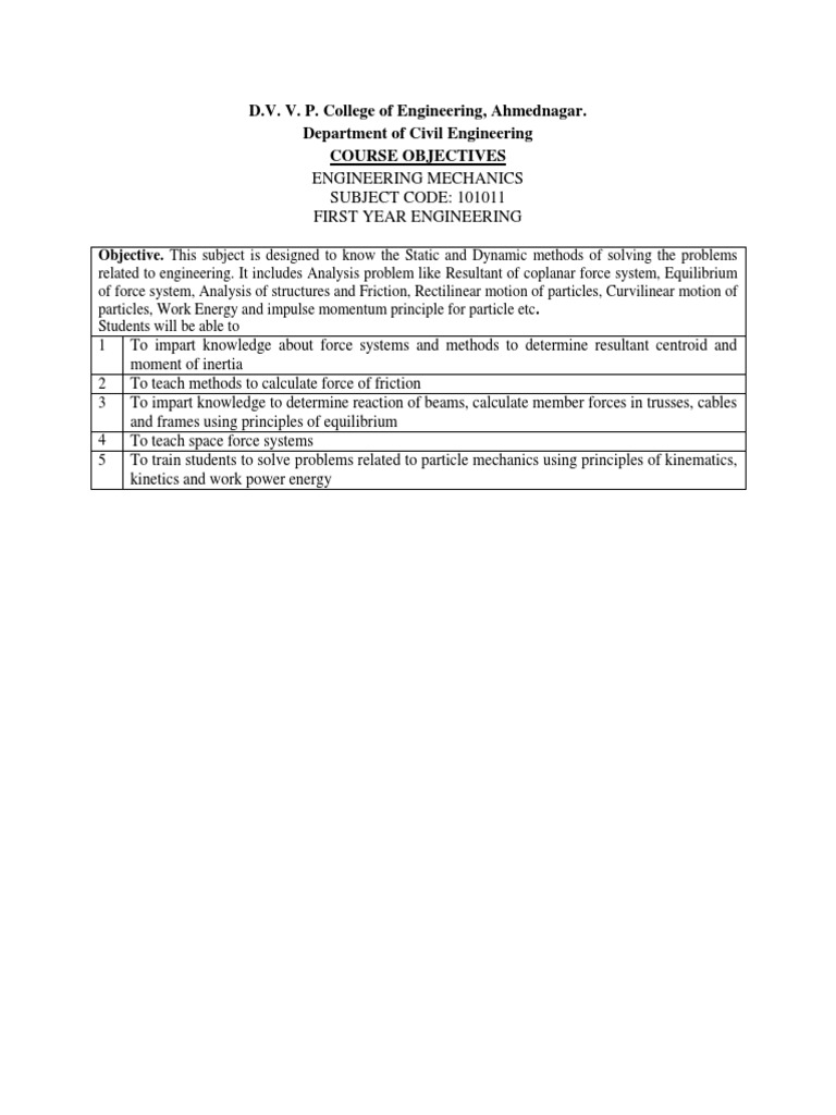 Course Objectives & Outcomes | PDF | Technology & Engineering