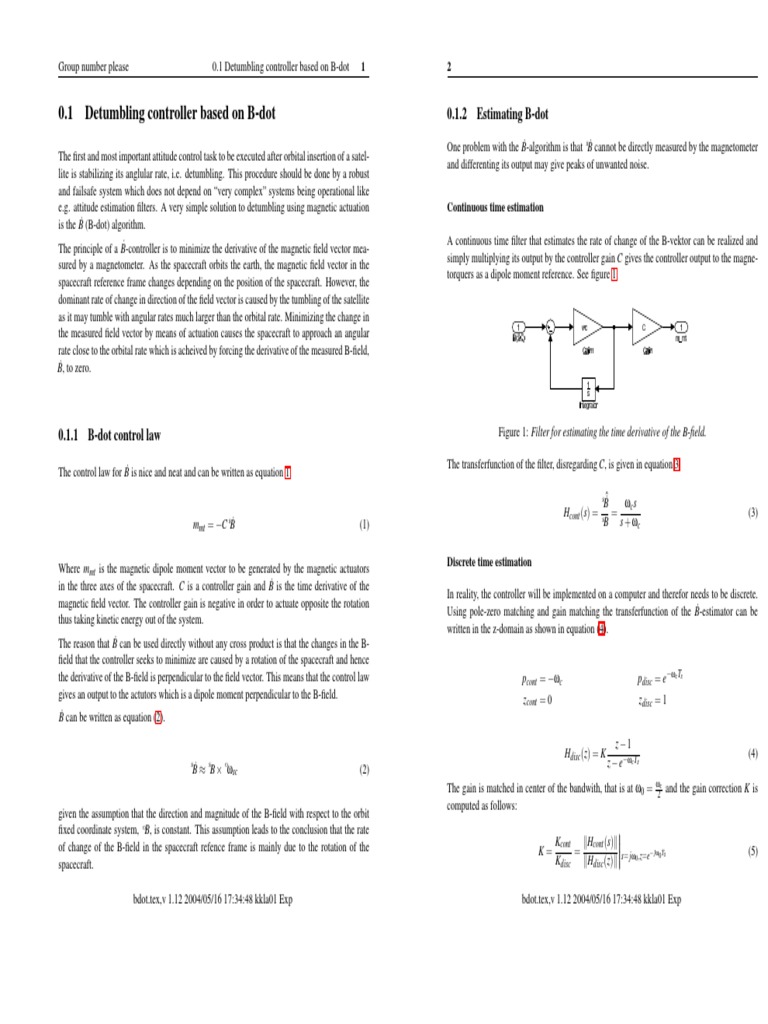 B Dot Algorithm | PDF | Stability Theory | Attitude Control