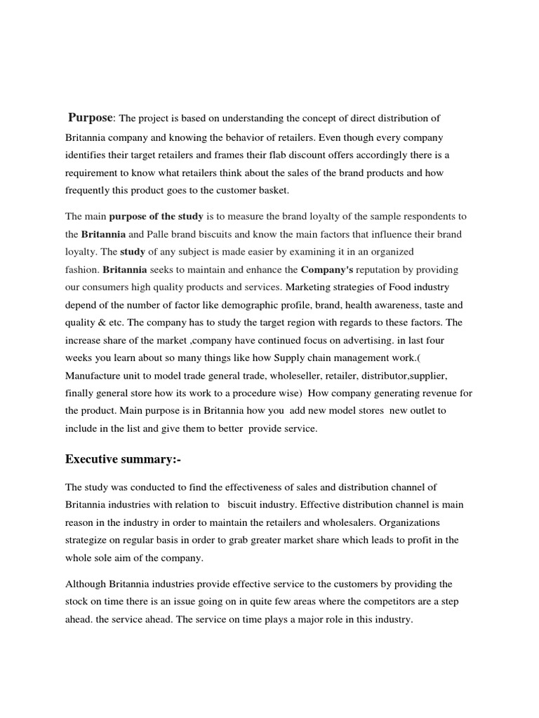 Purpose:: Executive Summary | PDF | Business Economics | Market (Economics)