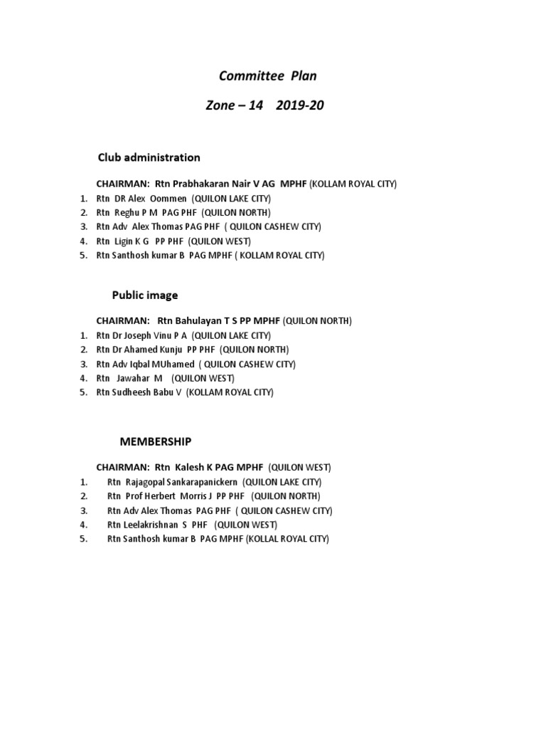Committee Plan | PDF
