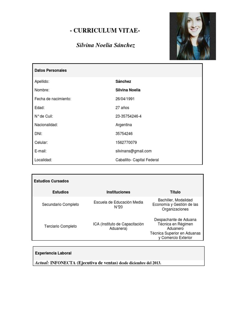 Silvina Noelia Sánchez: - Curriculum Vitae | PDF
