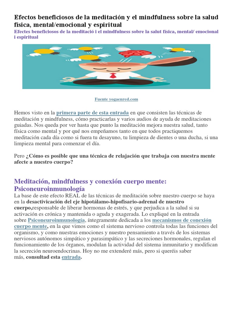Efectos Beneficiosos de La Meditación y El Mindfulness Sobre La Salud ... Efectos Beneficiosos de La Meditación y El Mindfulness Sobre La Salud ...