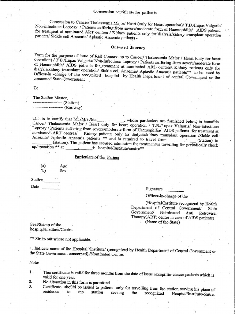 Concession Certificate Patients Onward | PDF