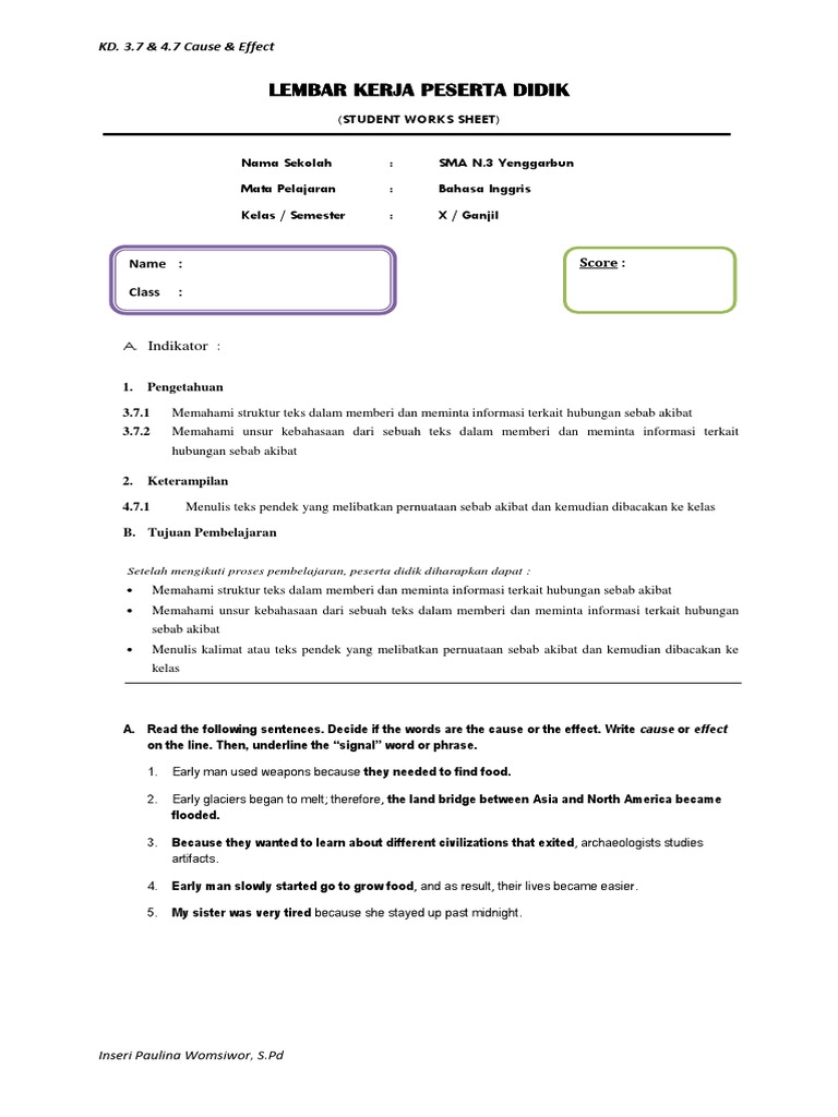 LKPD Cause & Effect | PDF | Martin Luther King Jr.