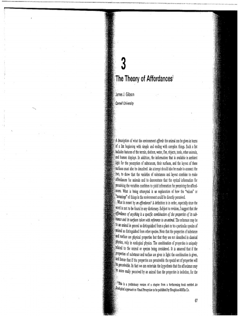 The Theory of Affordances 1977 | PDF | Experimental Psychology ...