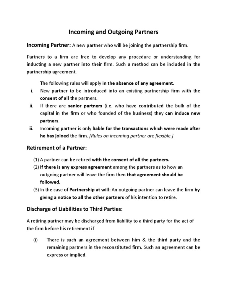 Incoming and Outgoing Partners | PDF | Partnership | Business