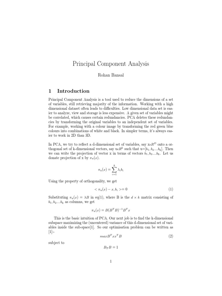 Pca PDF | PDF | Principal Component Analysis | Eigenvalues And Eigenvectors