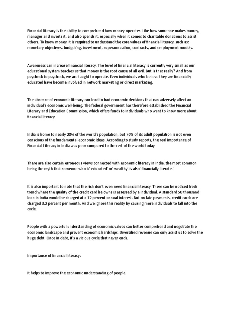 Financial Literacy Assignment | PDF | Financial Literacy | Literacy