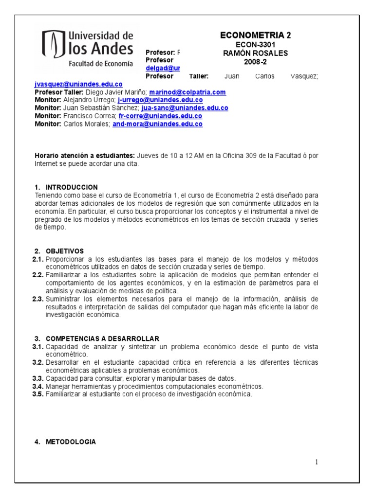 Econometria Ii | PDF | Mínimos cuadrados | Regresión logística